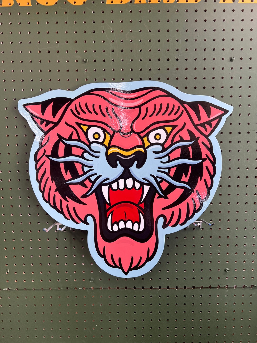 Tattoo Style Tiger Hand Painted Sign Tattoo Shop Decor - Etsy