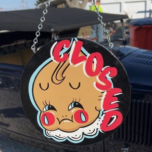 Kewpie Open Closed Sign Small Business Tattoo Art Decor - Etsy