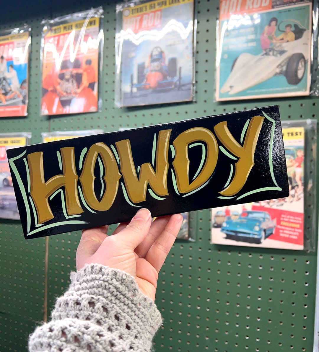 Howdy Western Hand Painted Tattoo Home Welcome Wall Art Ready to Ship ...