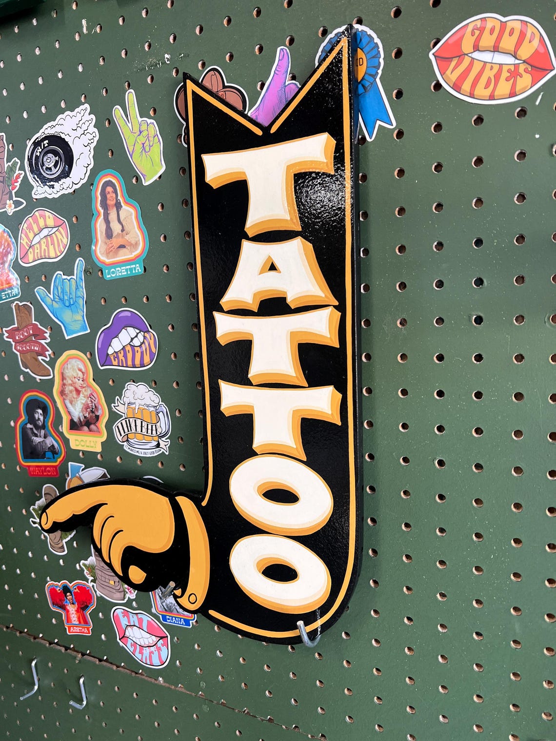 Tattoo Arrow Finger Point Left Hand Painted Sign - Etsy
