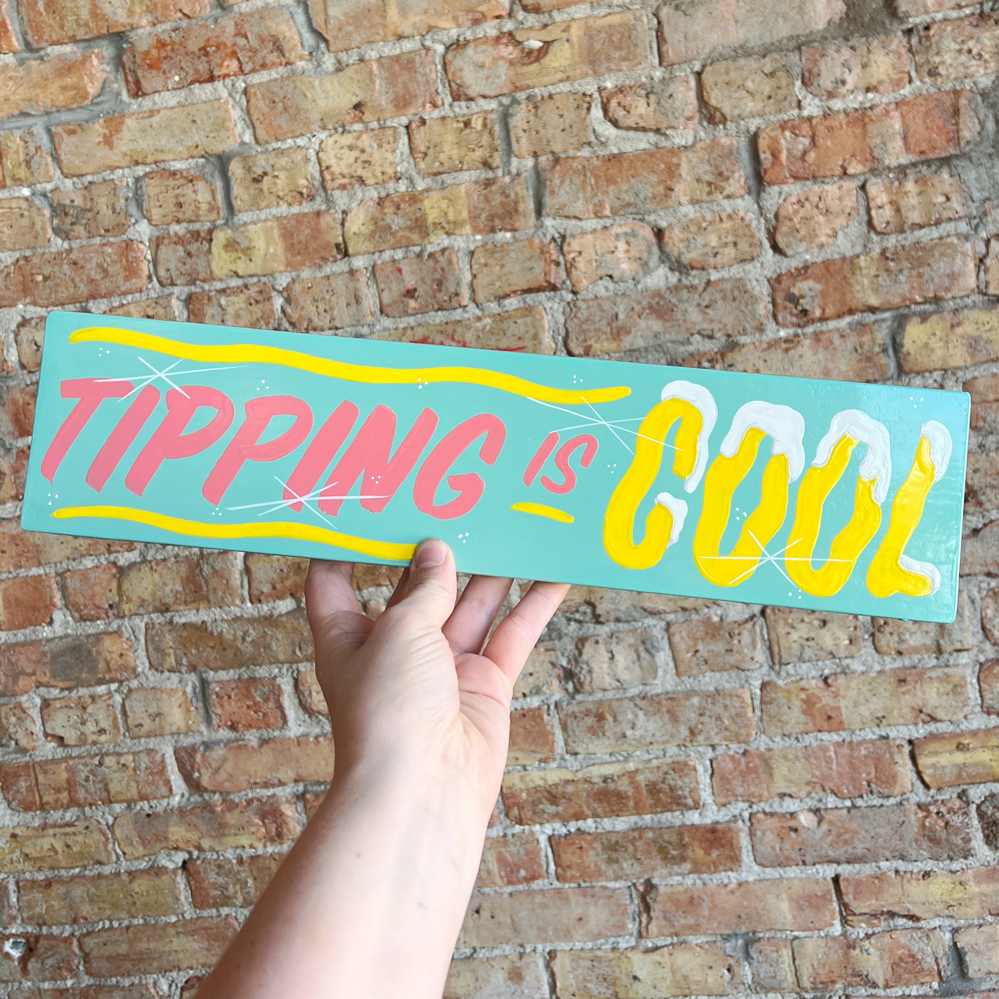 Tipping is Cool Hand Painted Sign Service Industry Tattoo Barbershop ...
