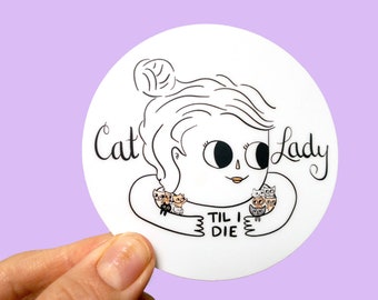 Cat Lady Sticker - Etsy
