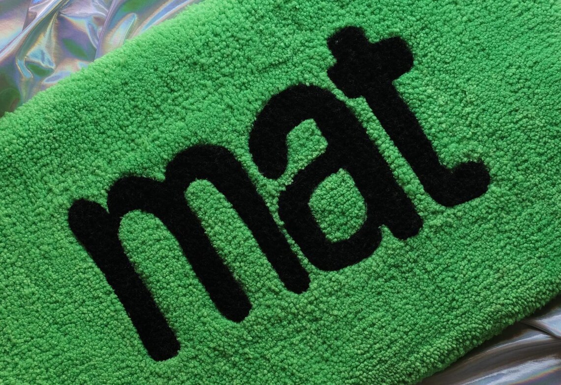 Green Mat Tufted Neon Green Rug Brat Door Mat - Etsy