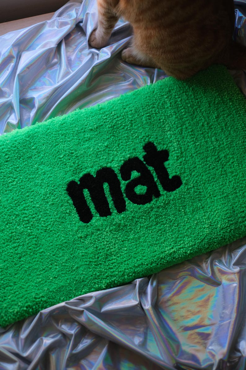 Brat Tufted Door Mat | Tufted Rug | Neon Green Doormat | Green Dorm ...