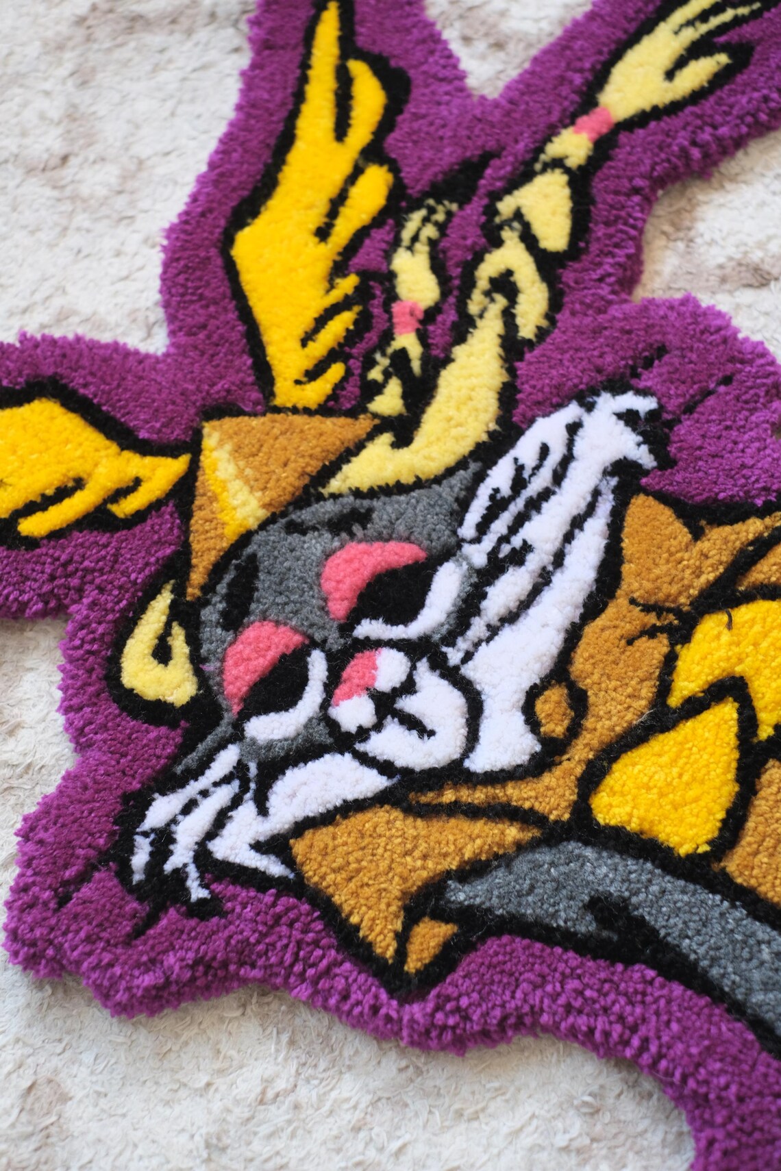 Love Bugs Tufted Rug | Tufted Art | Bugs Bunny Decor | Vintage Drag ...