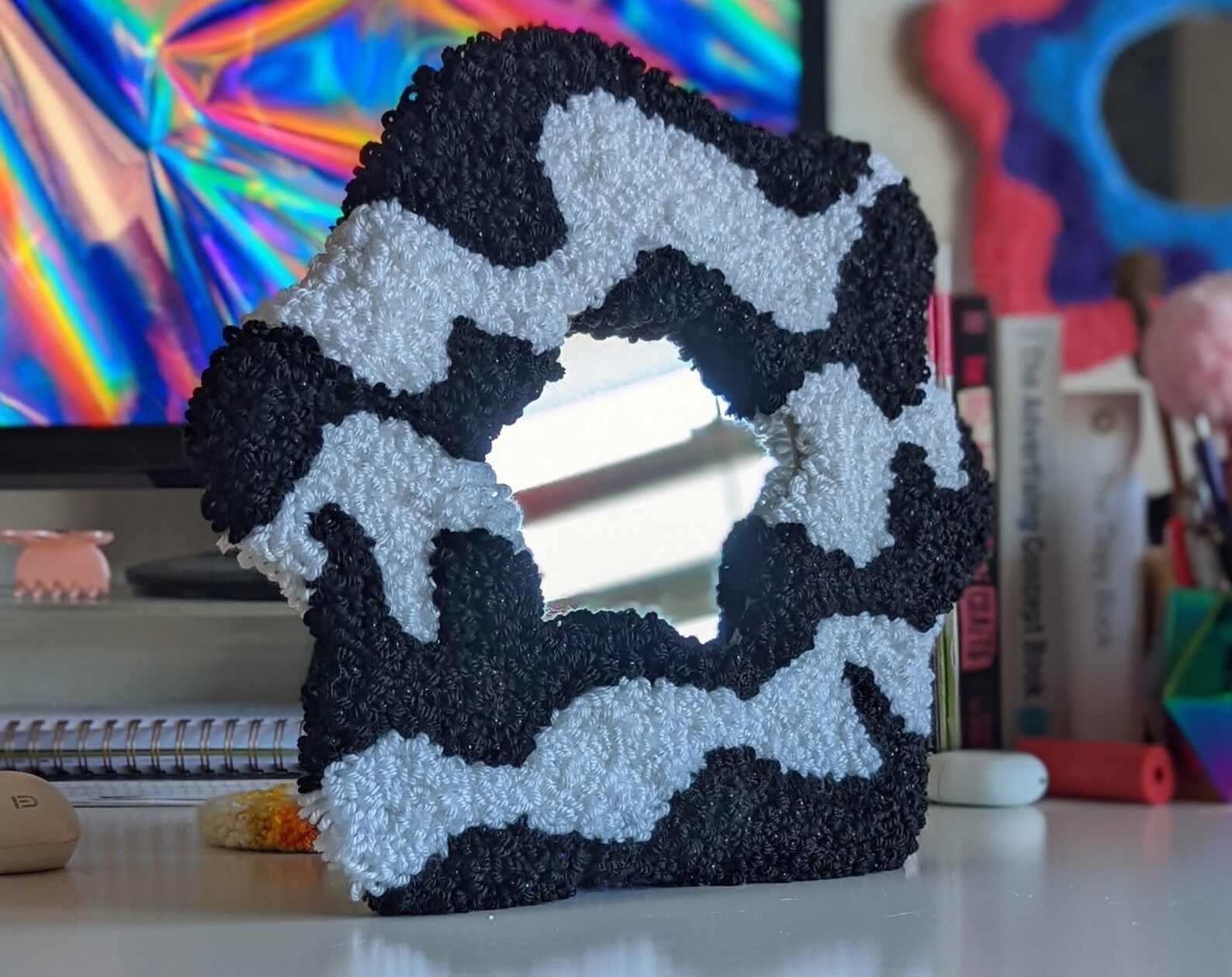 Black and White Wavy Mirror | Sparkle Vision Blob Mirror | Glitter ...
