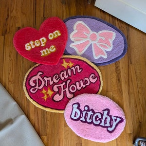 Candy Heart Rug Step on Me Rug Pink Tufted Aesthetic Rug - Etsy