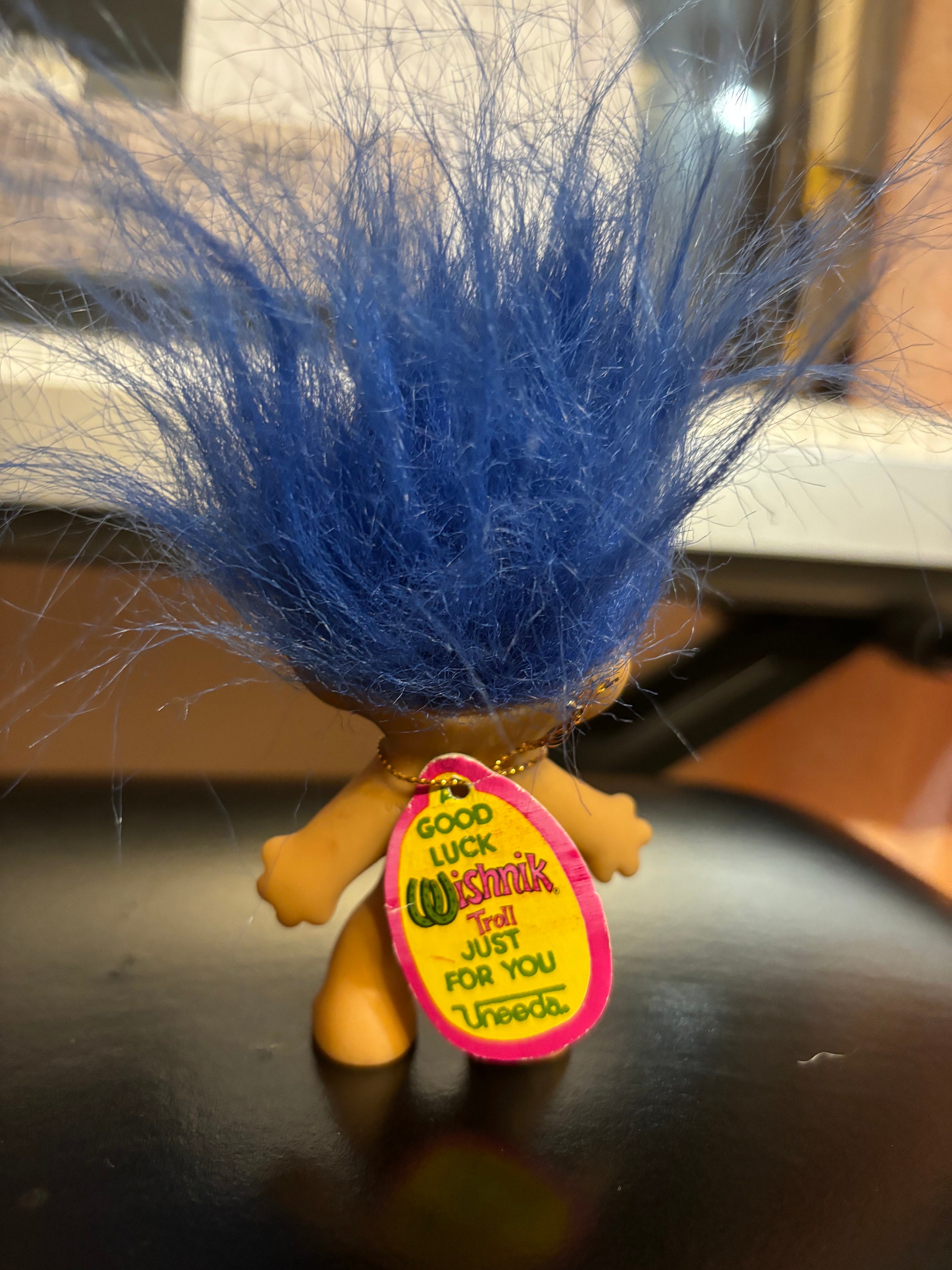 Vintage Wishnik Troll With Blue Hair. Mint Condition. Includes Original ...
