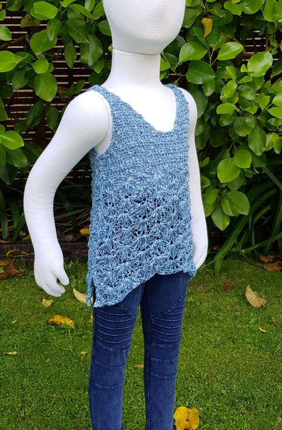 Denim Shell Crochet Singlet Top Pattern Only. Sizes 1-2 - Etsy