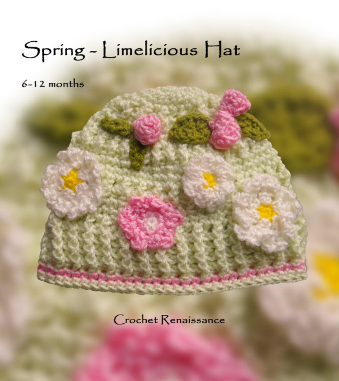 Crochet Girl's Spring Hats PATTERN Only - Crochet Beanies. Baby Beanie ...