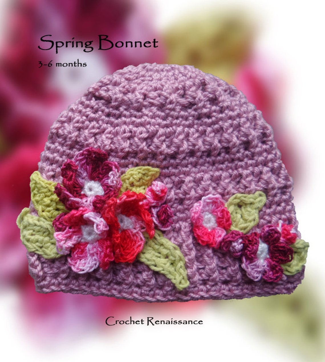 Crochet Girl's Spring Hats PATTERN Only - Crochet Beanies. Baby Beanie ...
