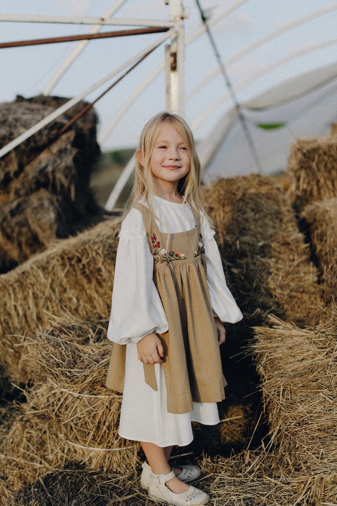 Cottagecore Linen Flower Girl Dress Boho Flower Girl Dresses Embroidery ...