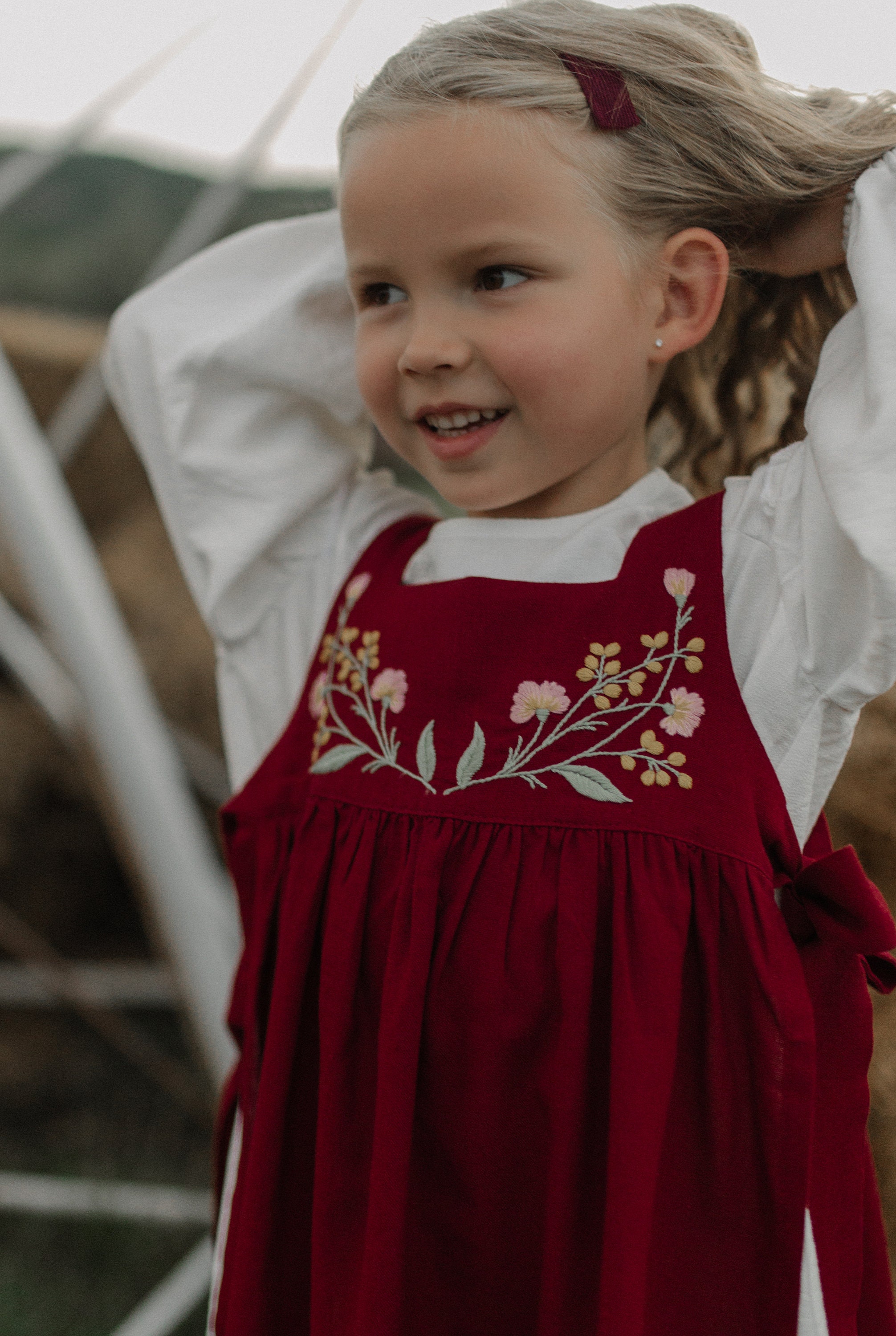 Linen Puff Sleeve Apron Birthday Girl Dress Toddler Cottagecore ...