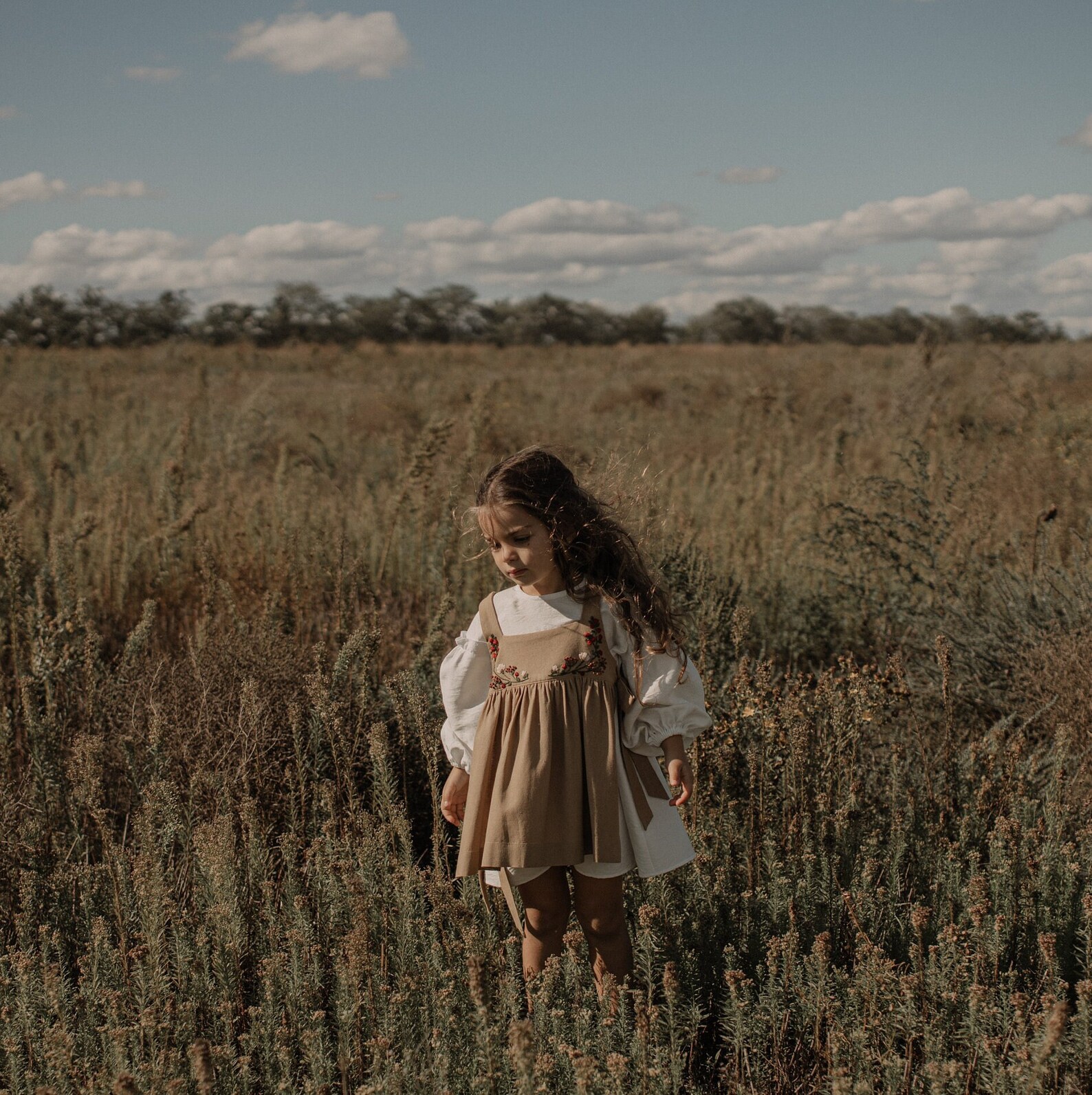 Boho Cottagecore Flower Girl Dress Linen Cottage Core Pinafore Dress ...