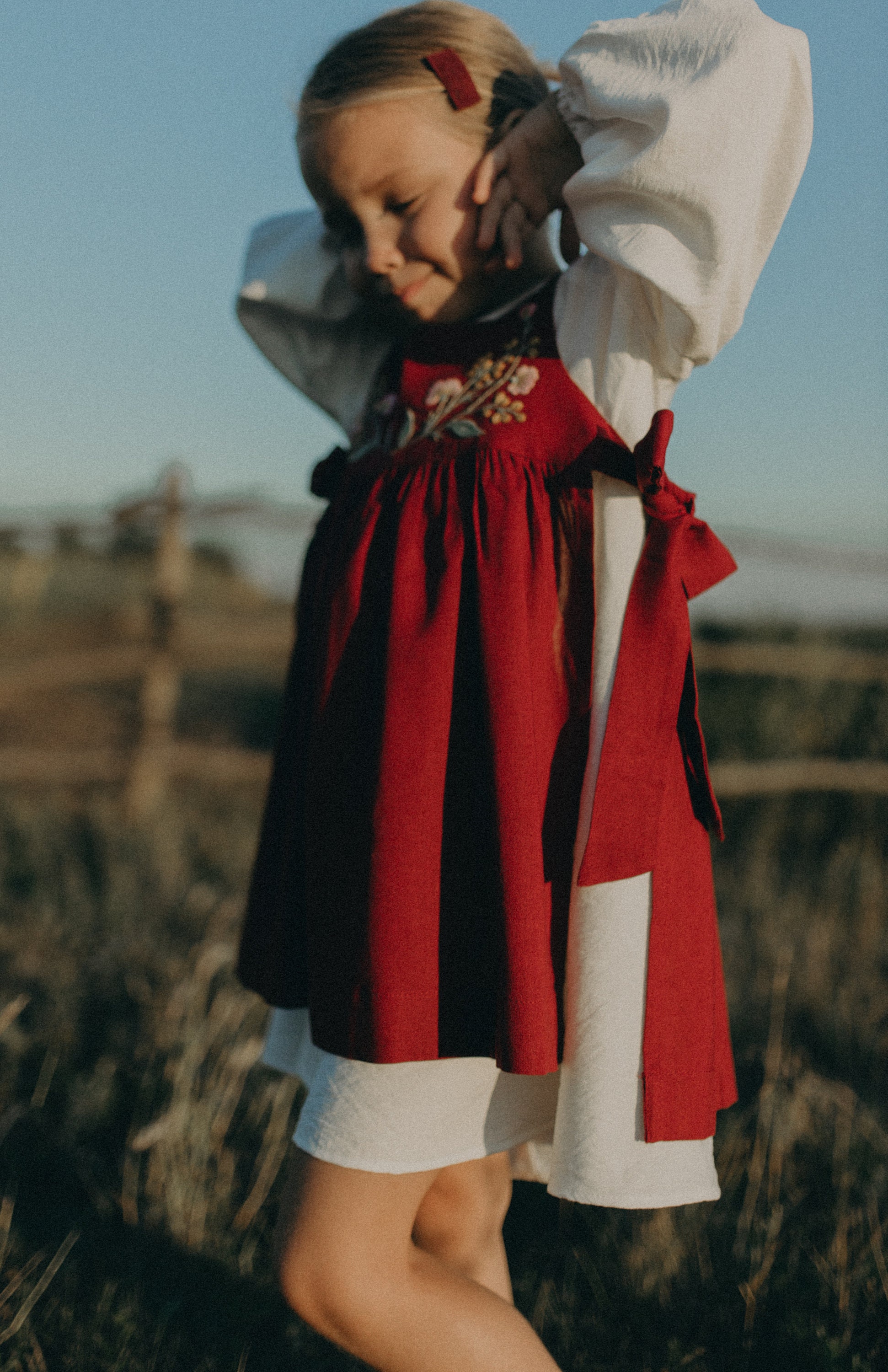 Linen Puff Sleeve Apron Birthday Girl Dress Toddler Cottagecore ...