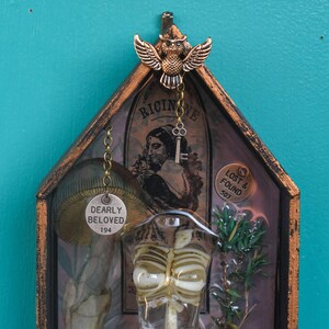Found Objects Skeleton Figure Vignette Shelf - Collage Art - Vintage ...