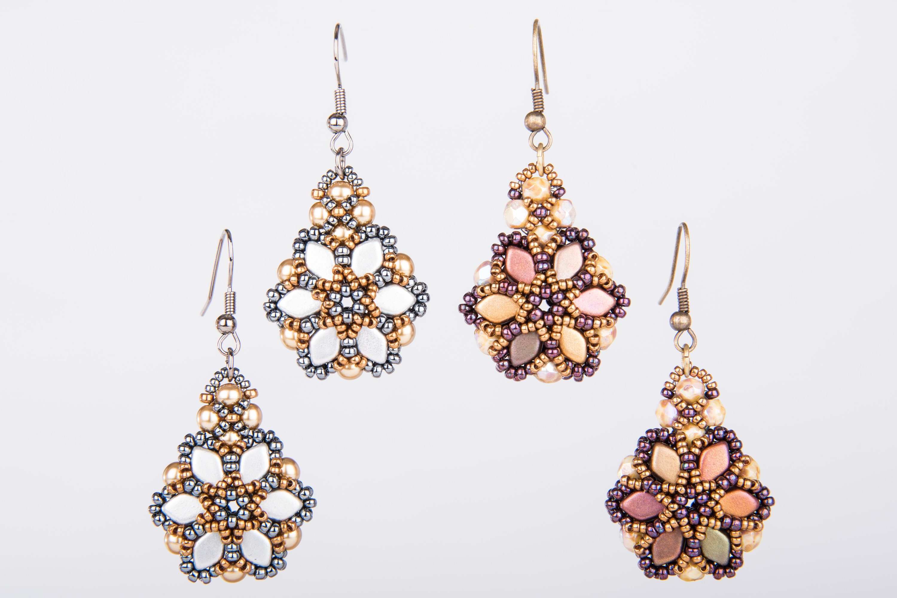 Belle Fleur Earrings Using Kite Beads -PDF Beading Tutorial - Etsy