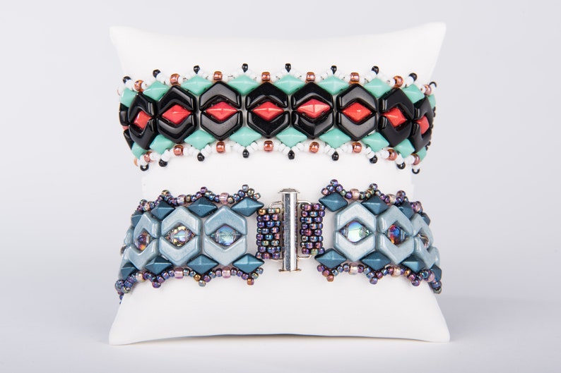 Chevron Tracks Bracelet Using Chevron Duo and Gemduo or Diamonduo Beads ...