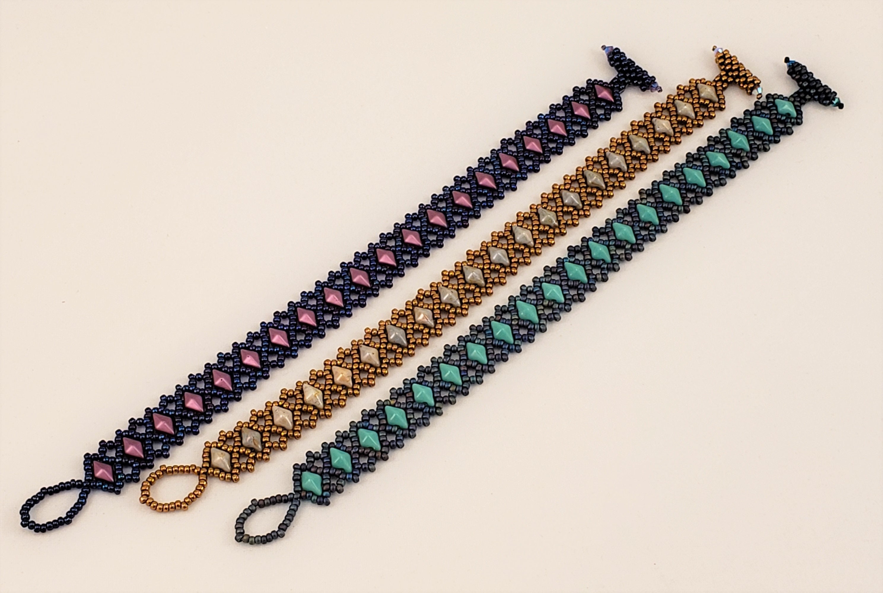 Diamond Lace Bracelet Pattern Using Diamonduo or Gemduo and Seed Beads ...