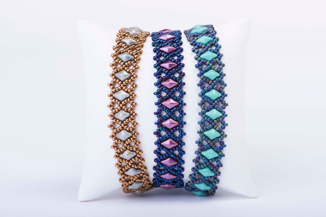 Diamond Lace Bracelet Pattern Using Diamonduo or Gemduo and Seed Beads ...