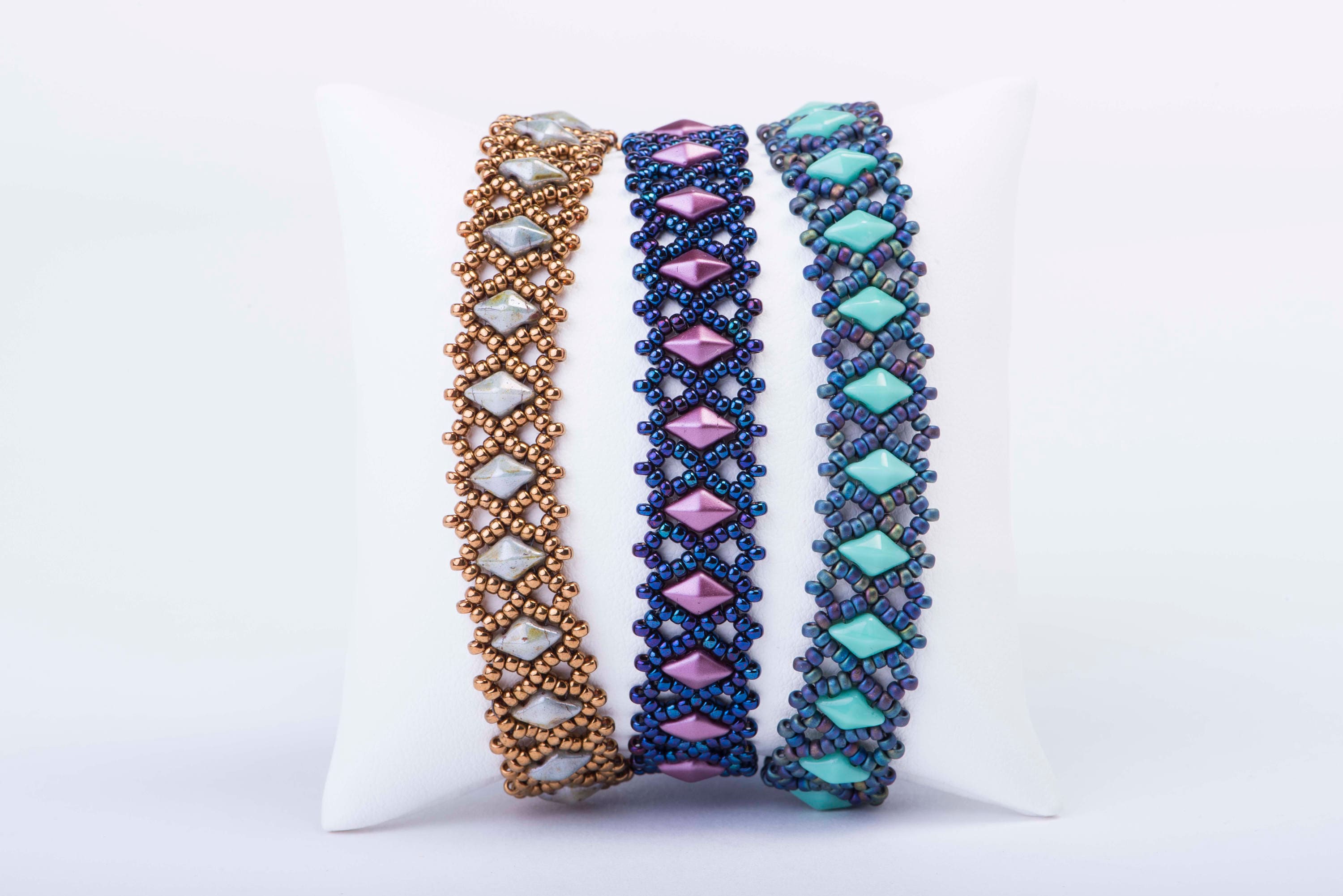 Diamond Lace Bracelet Pattern Using Diamonduo or Gemduo and Seed Beads ...