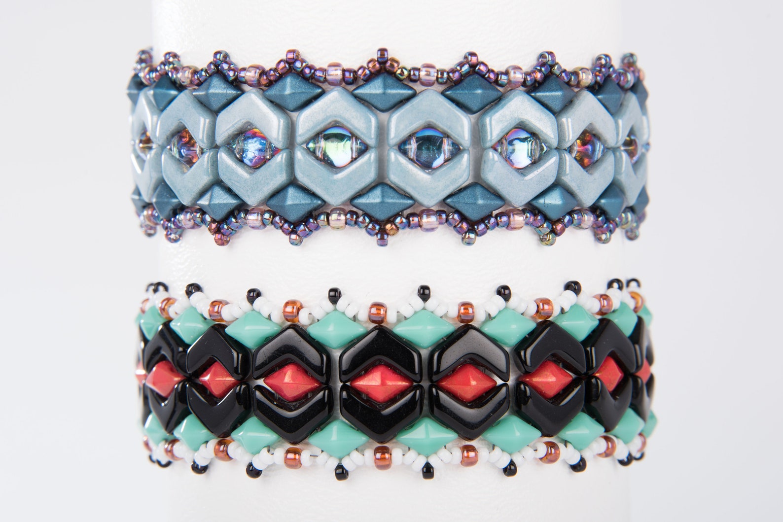 Chevron Tracks Bracelet Using Chevron Duo and Gemduo or Diamonduo Beads ...