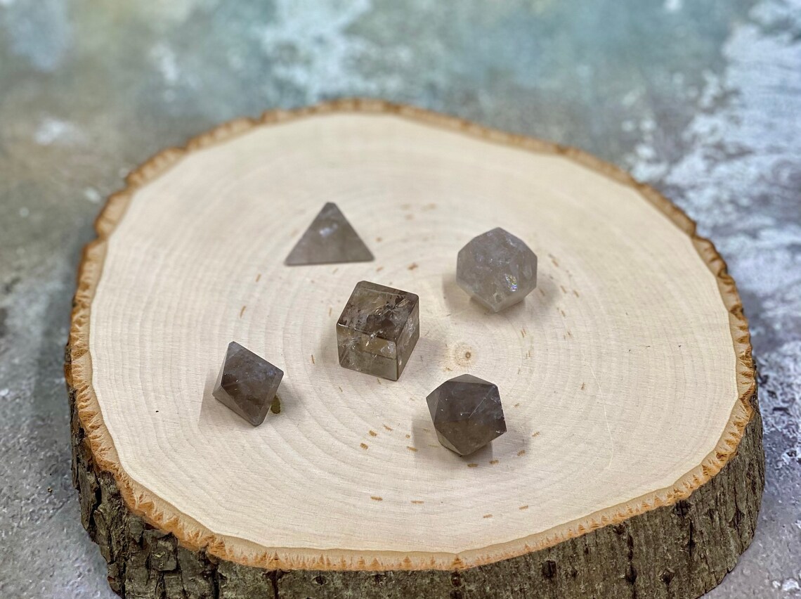 Platonic Solids Gemstone set 5 Piece Sacred Geometry Crystal | Etsy