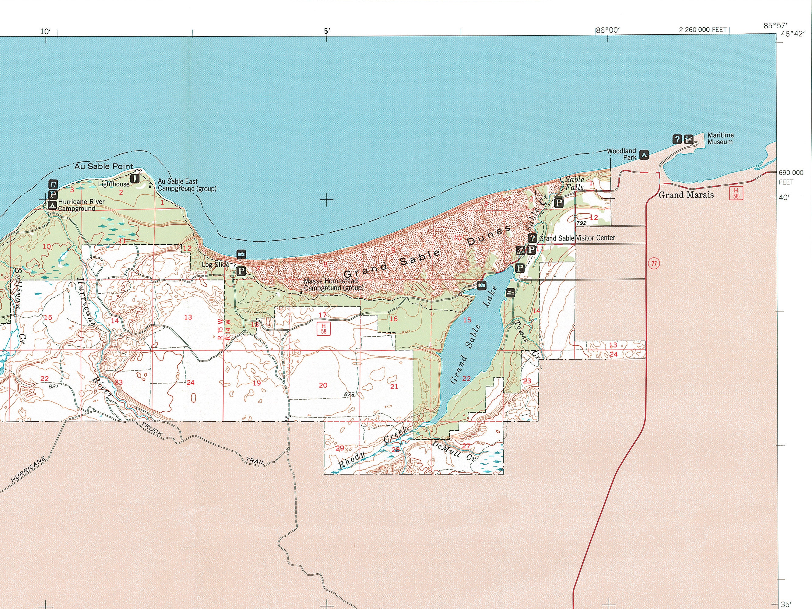 Pictured Rocks Map Print / Pictured Rocks Topographic Map - Etsy