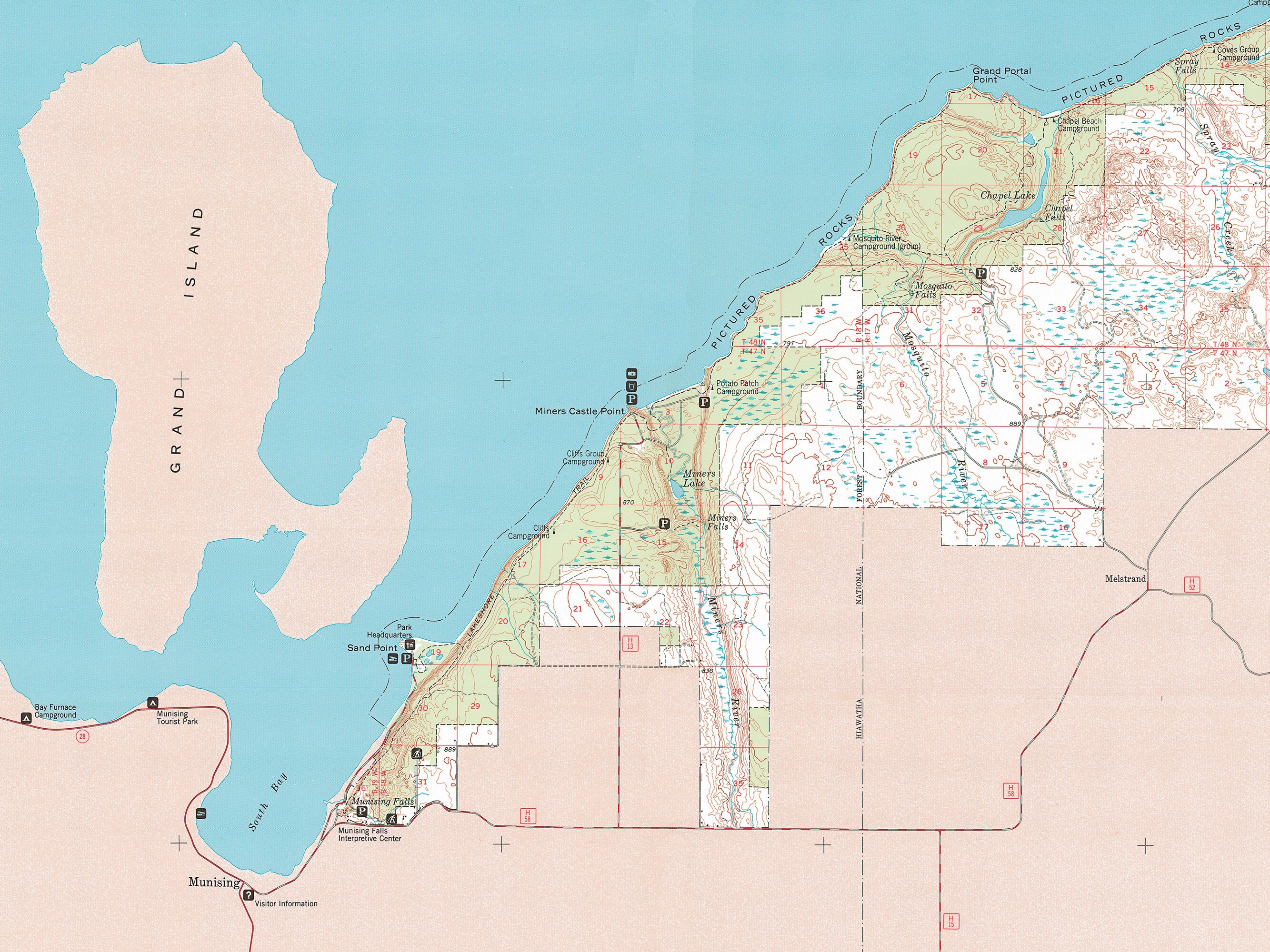 Pictured Rocks Map Print / Pictured Rocks Topographic Map | Etsy