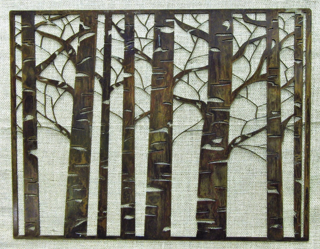 Aspen / Birch Trees Metal Wall Art in Rust Finish - Etsy