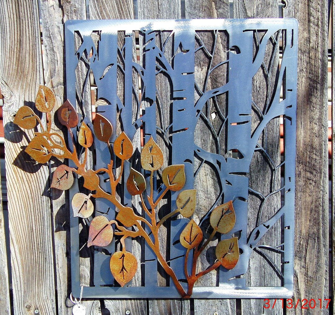 Aspen Trees W/ Aspen Branch Metal Art Wall Hanging - Etsy