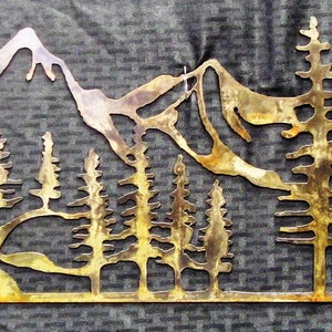 Mountain and Trees Scene Metal Wall Art - Etsy