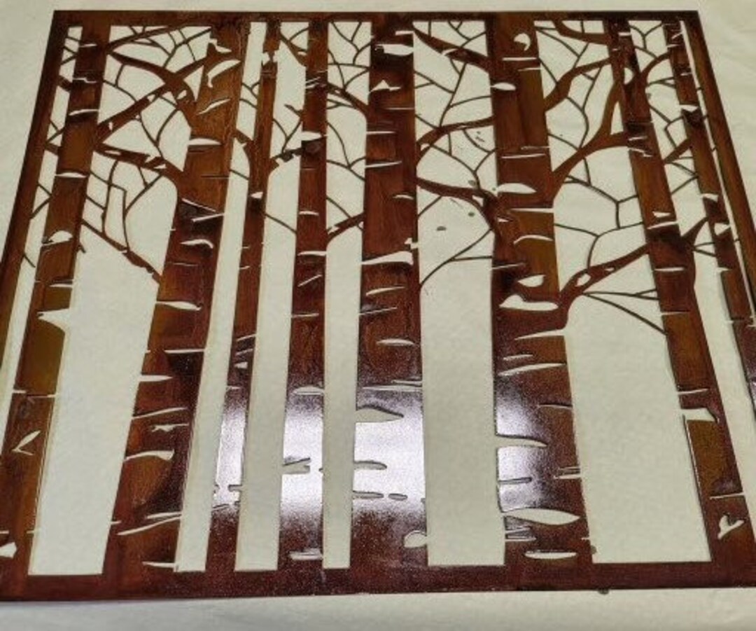Aspen / Birch Trees Metal Wall Art in Rust Finish - Etsy