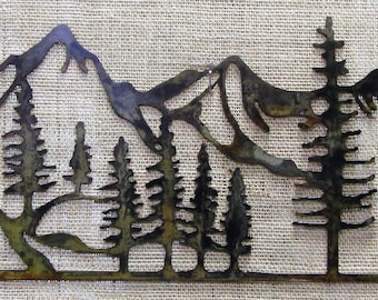 Metal Mountain Wall Art | Etsy