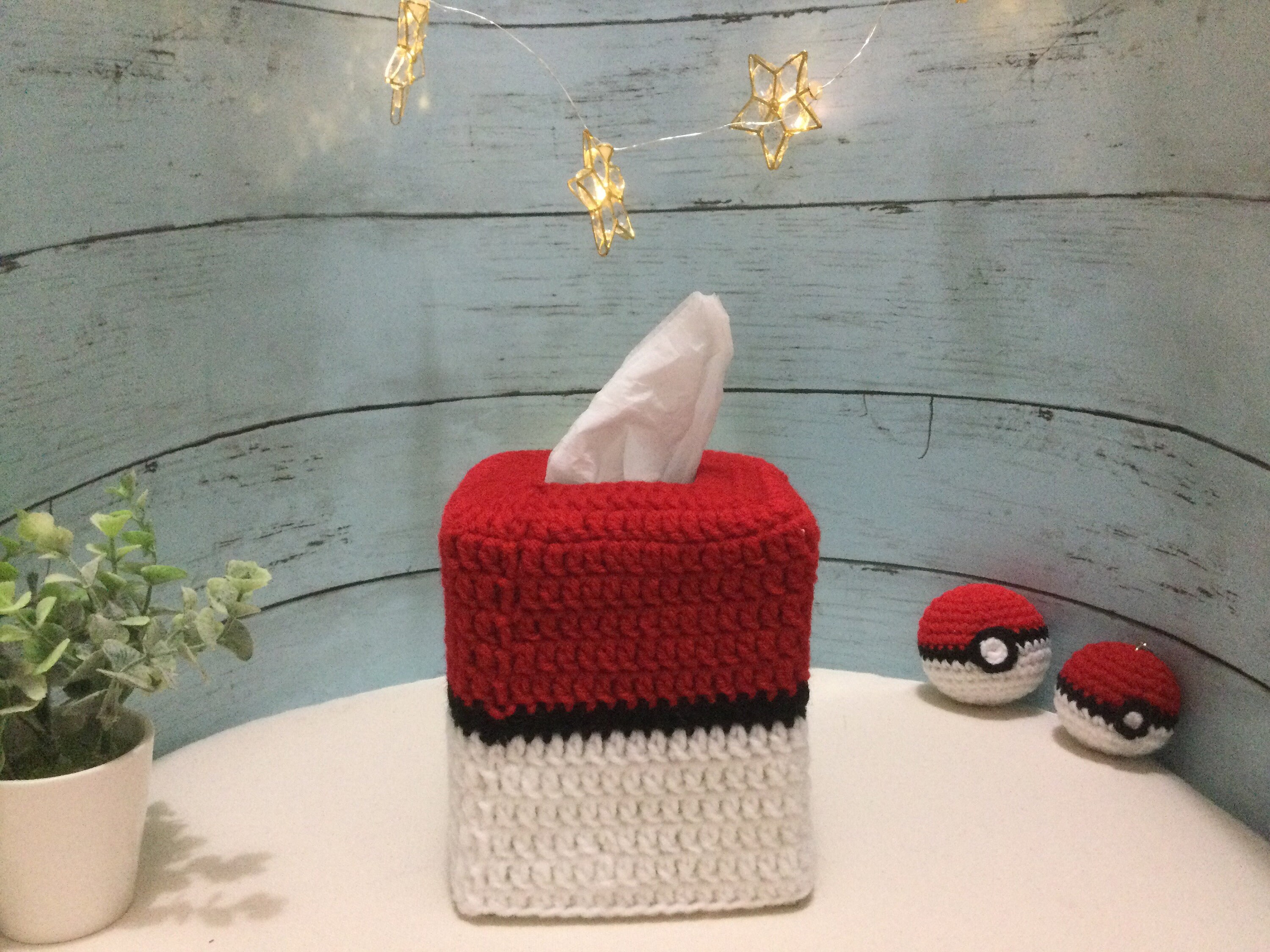 Handmade Crochet Pokeball Cube Shaped Tissue Cover/Cylinder | Etsy