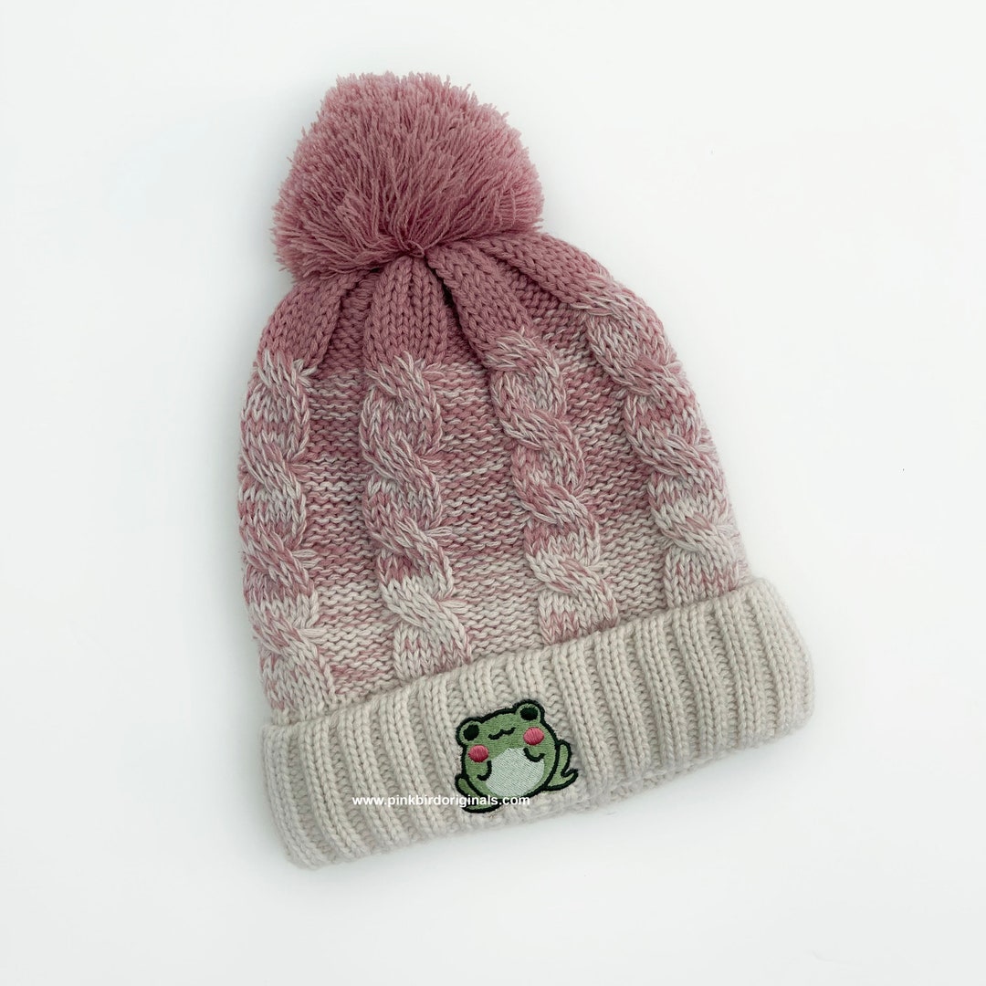 Adorable Fuzzy Frog Bobble Beanie Hat Kawaii Winter Accessory - Etsy