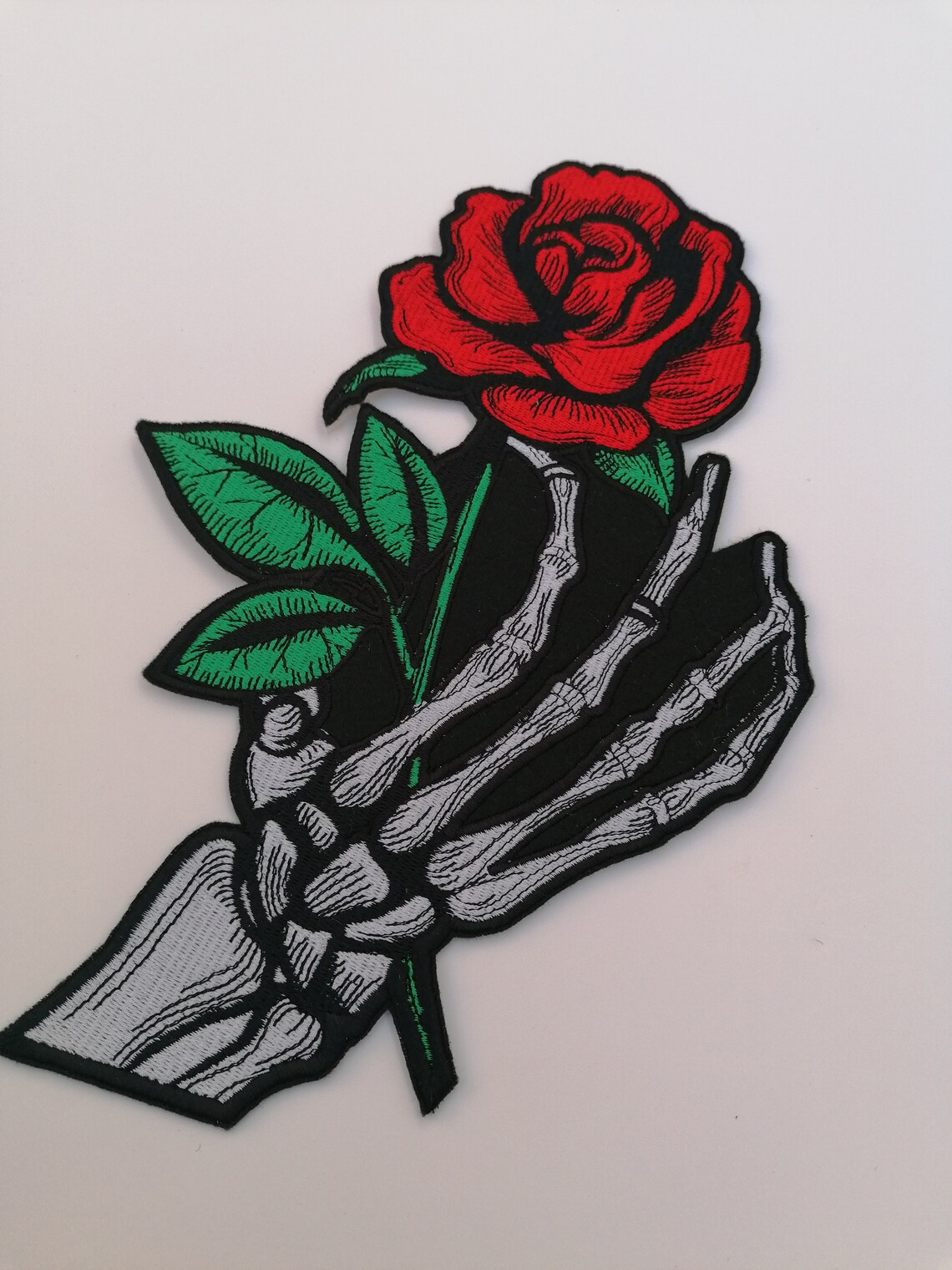 Skeleton Hand Rose Tattoo Inspired Iron on Embroidery Patch - Etsy