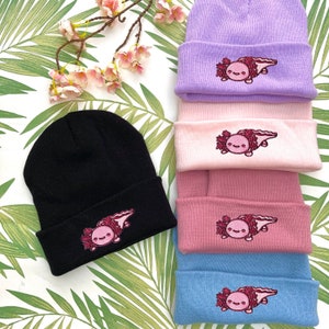 Axolotl Embroidered Beanie Hat Gift for Animal Lovers - Etsy