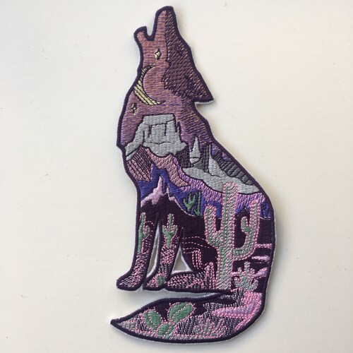 Southwest Desert Howling Coyote Iron on Embroidery Patch - Etsy