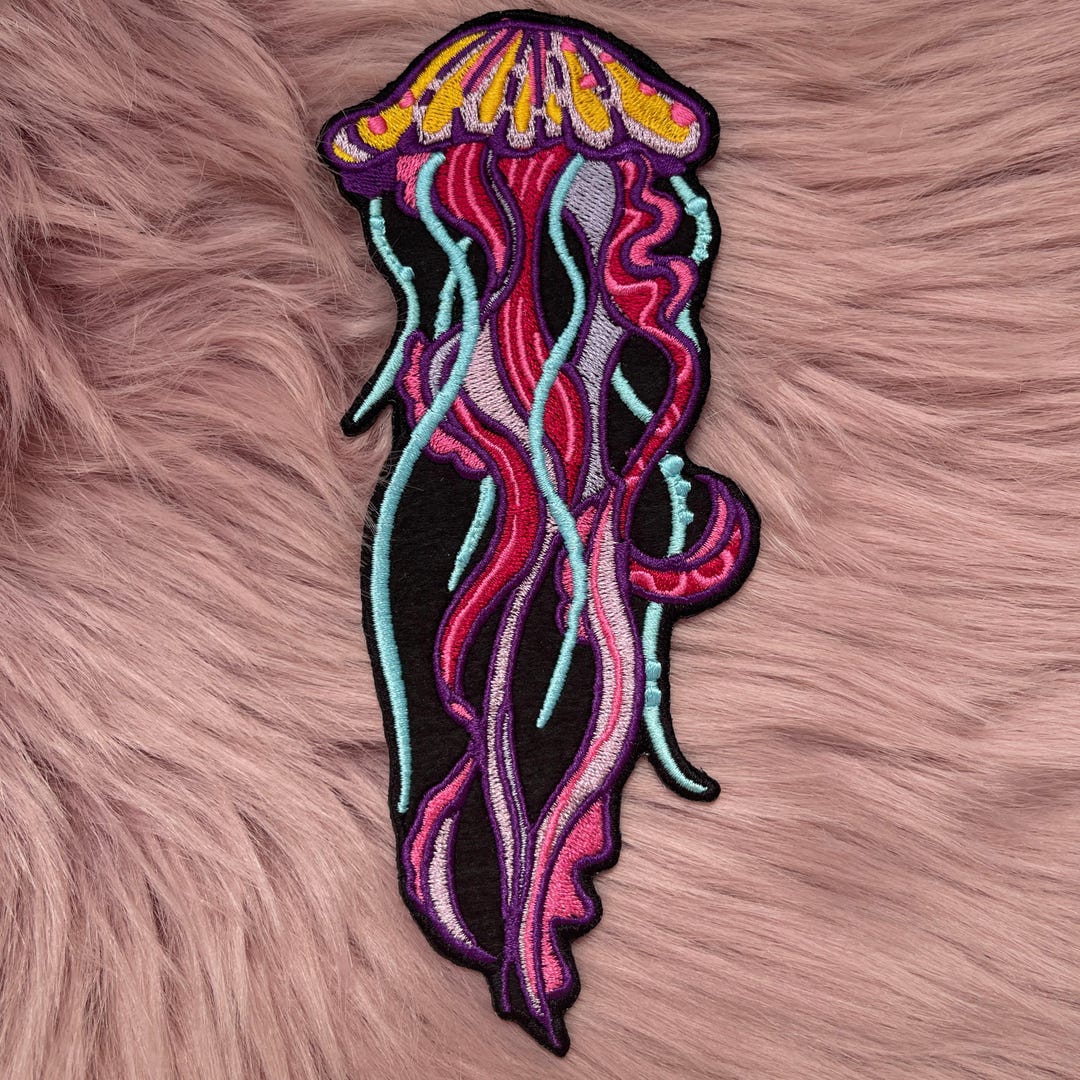 Colourful Iron on Jellyfish Embroidery Patch - Etsy