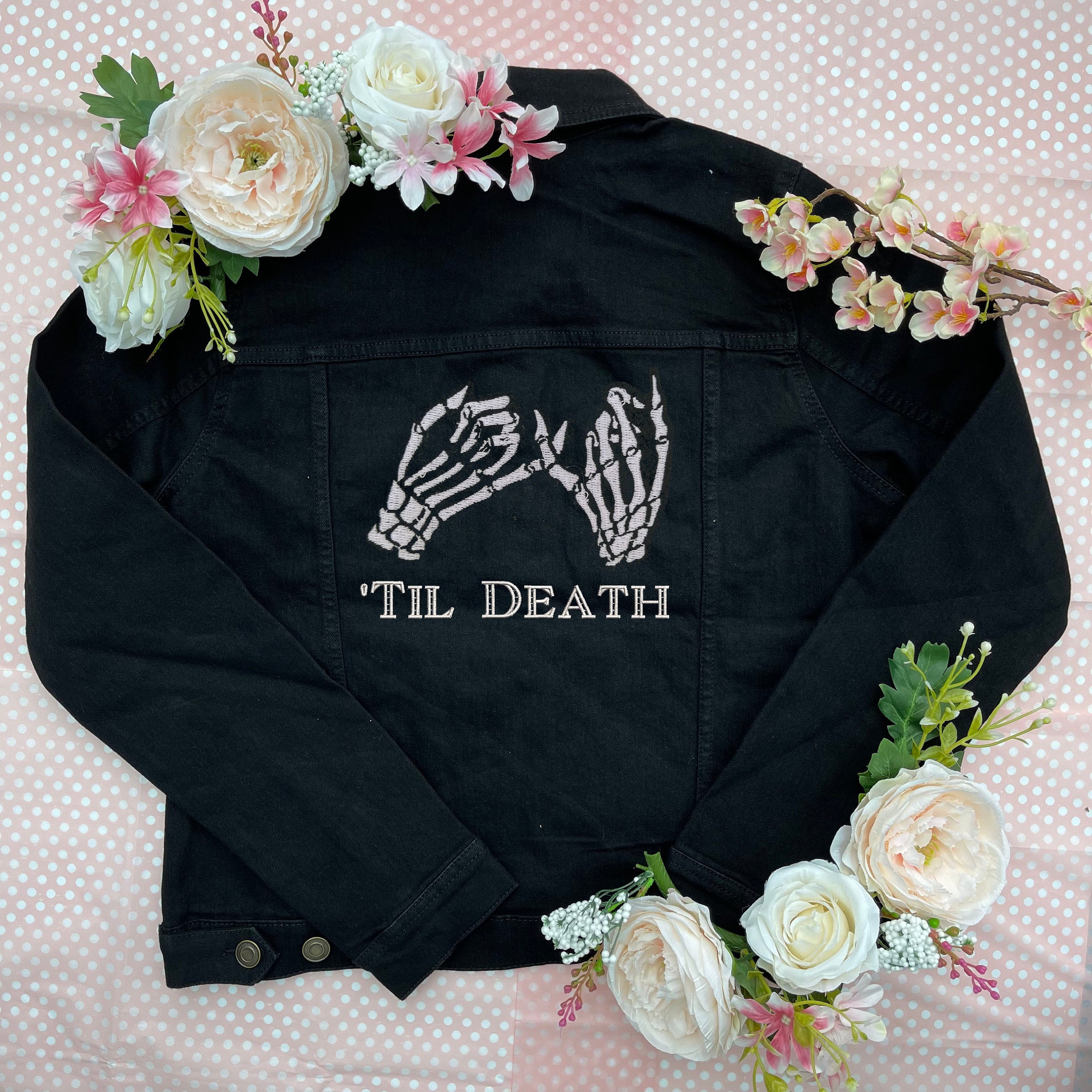 Until Death Embroidered Denim Jacket Til Death Customisable - Etsy