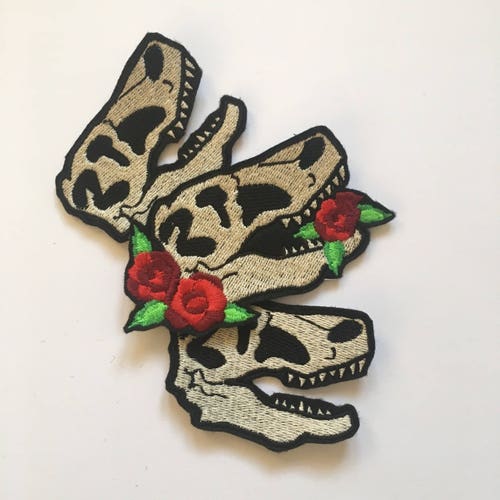 T-rex Skull Patch Embroidery Dinosaur Patches Iron On - Etsy