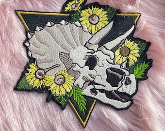 Triceratops Embroidery Patch Dinosaur Skull Patches Iron on Embroidered - Etsy