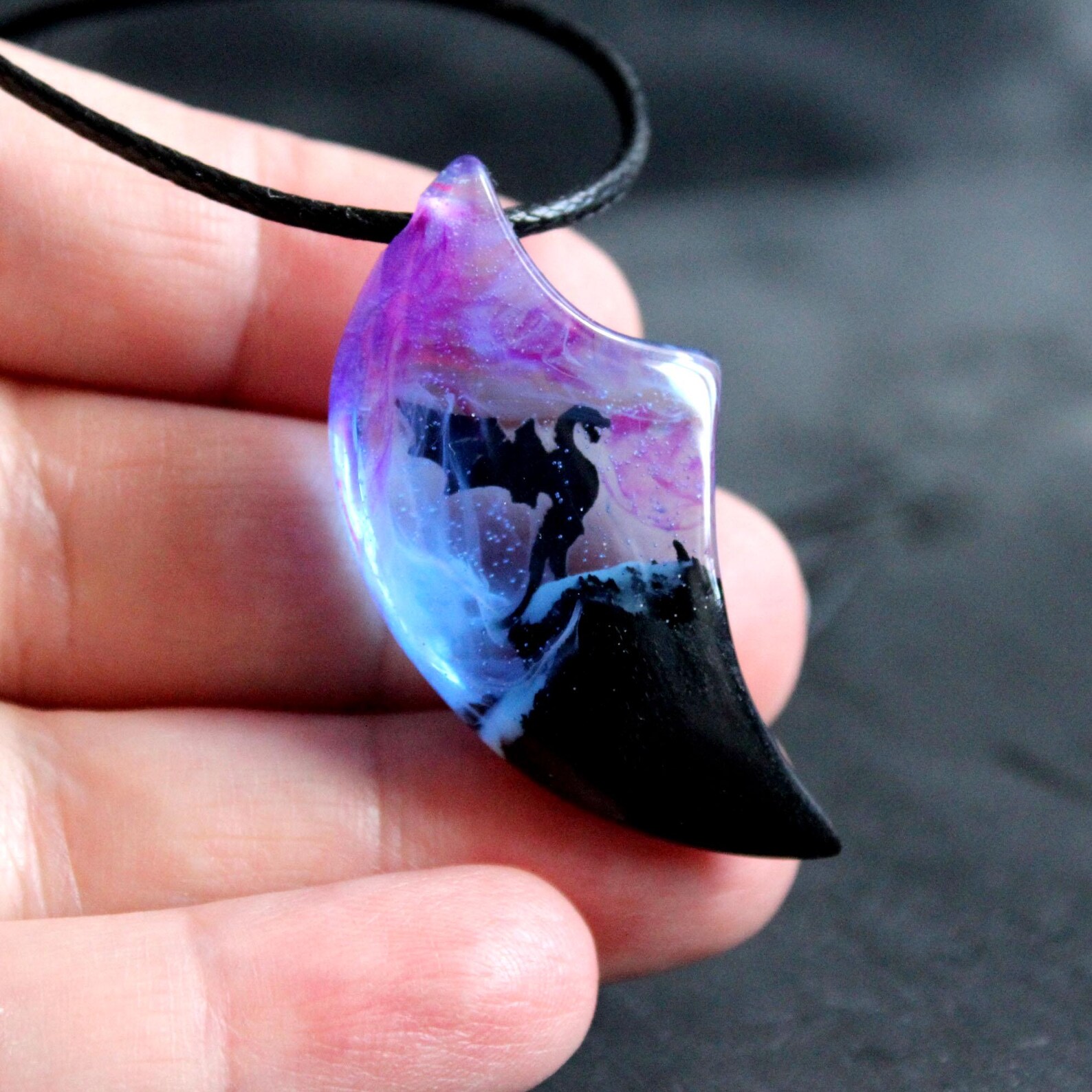 Glowing Dragon Claw Pendant: Handmade Resin Northern Lights Necklace - Etsy