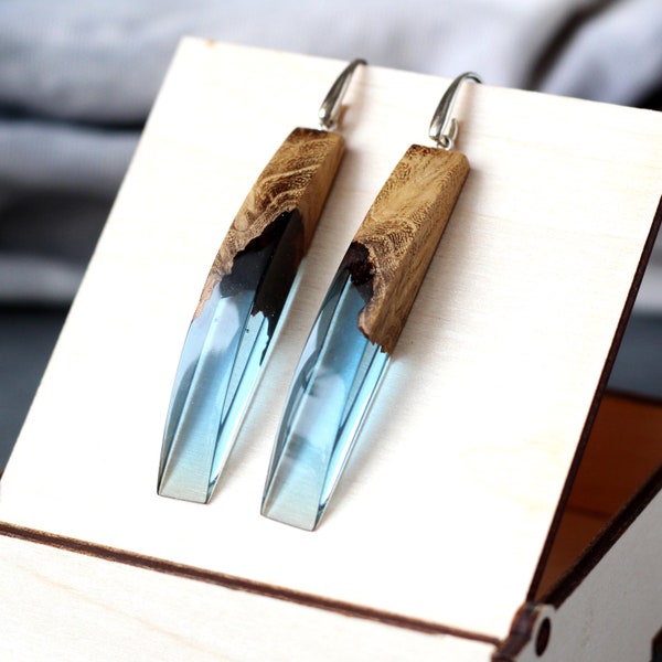 Wood Resin Earrings - Etsy
