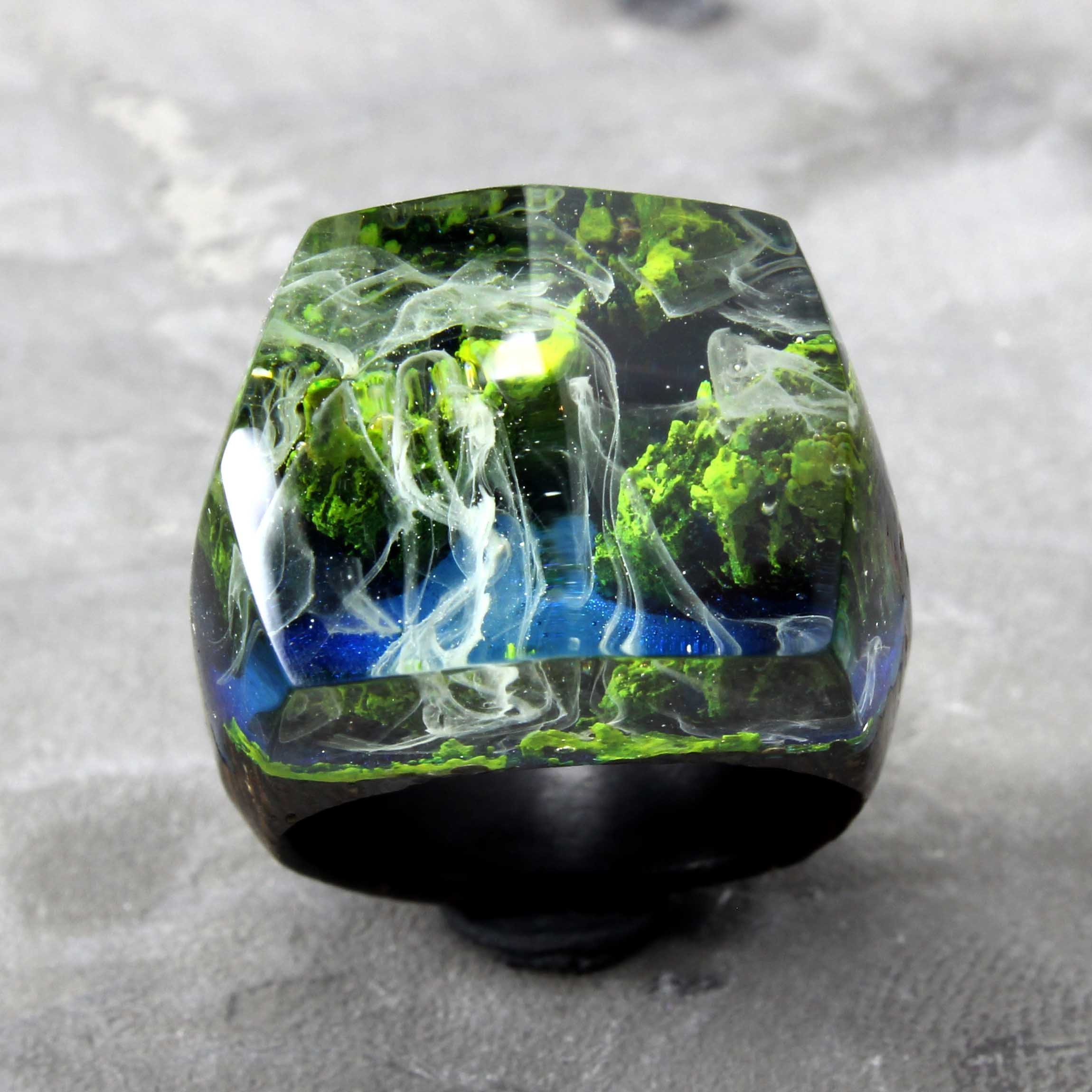 Forest Ring Wood Resin Ring. Secret World Inside the Ring. - Etsy