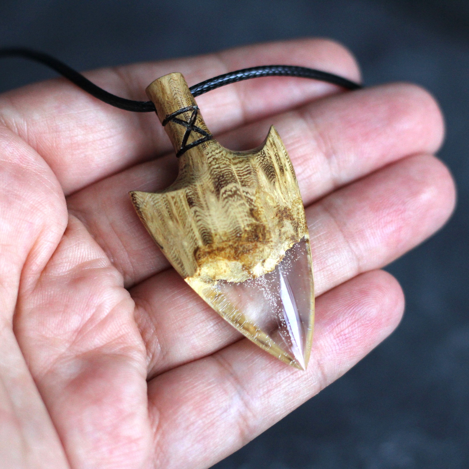 Arrowhead Pendant. Clear Resin Necklace. Wooden Pendant for - Etsy