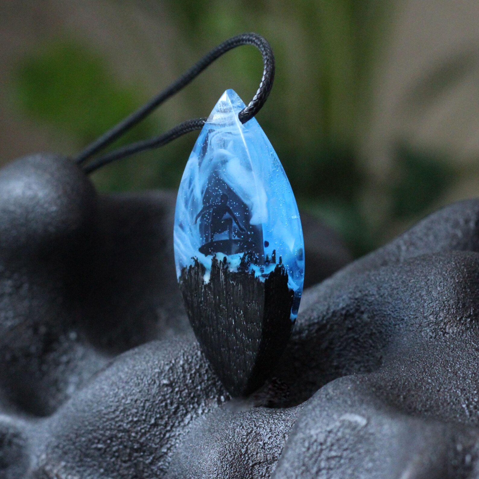 Surfer Riding Wave - Unique Glowing Men's Surfer Necklace Featuring ...