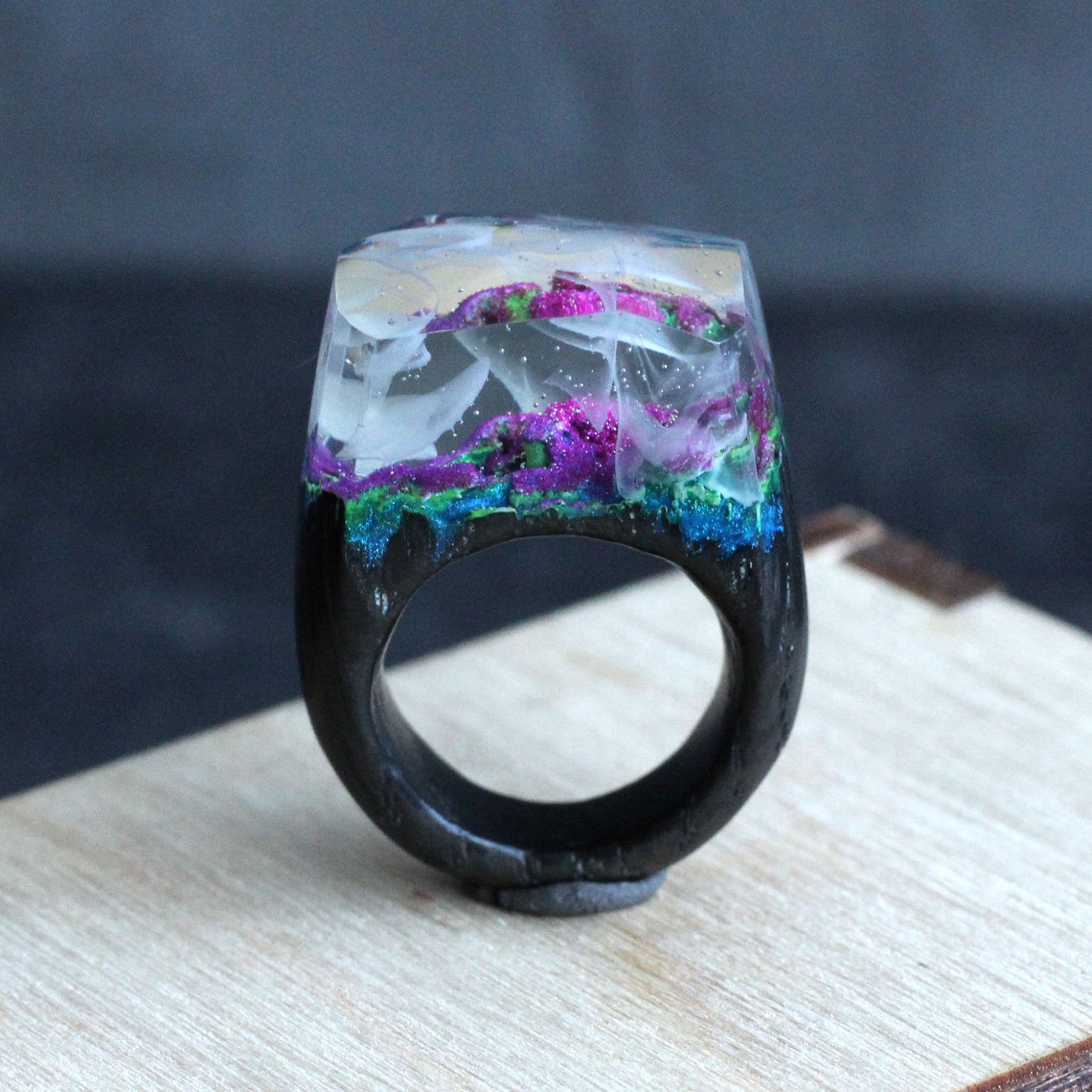 Forest Ring Wood Resin Ring. Secret World Inside the Ring. - Etsy