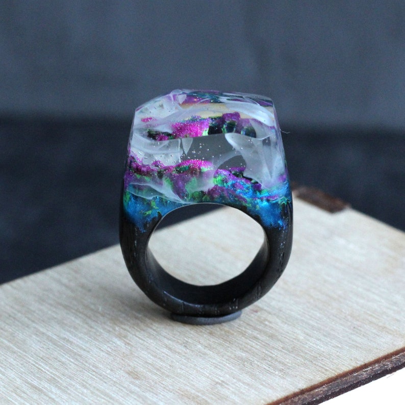 Forest Ring Wood Resin Ring. Secret World Inside the Ring. - Etsy